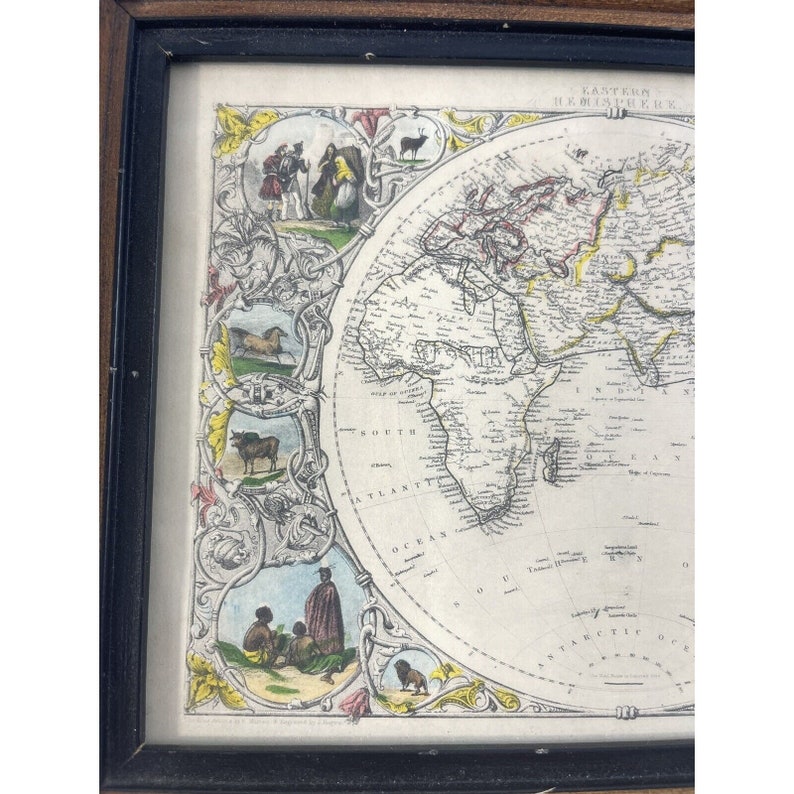 Vintage Eastern Hemisphere Map Framed 10x8 Inches - Etsy