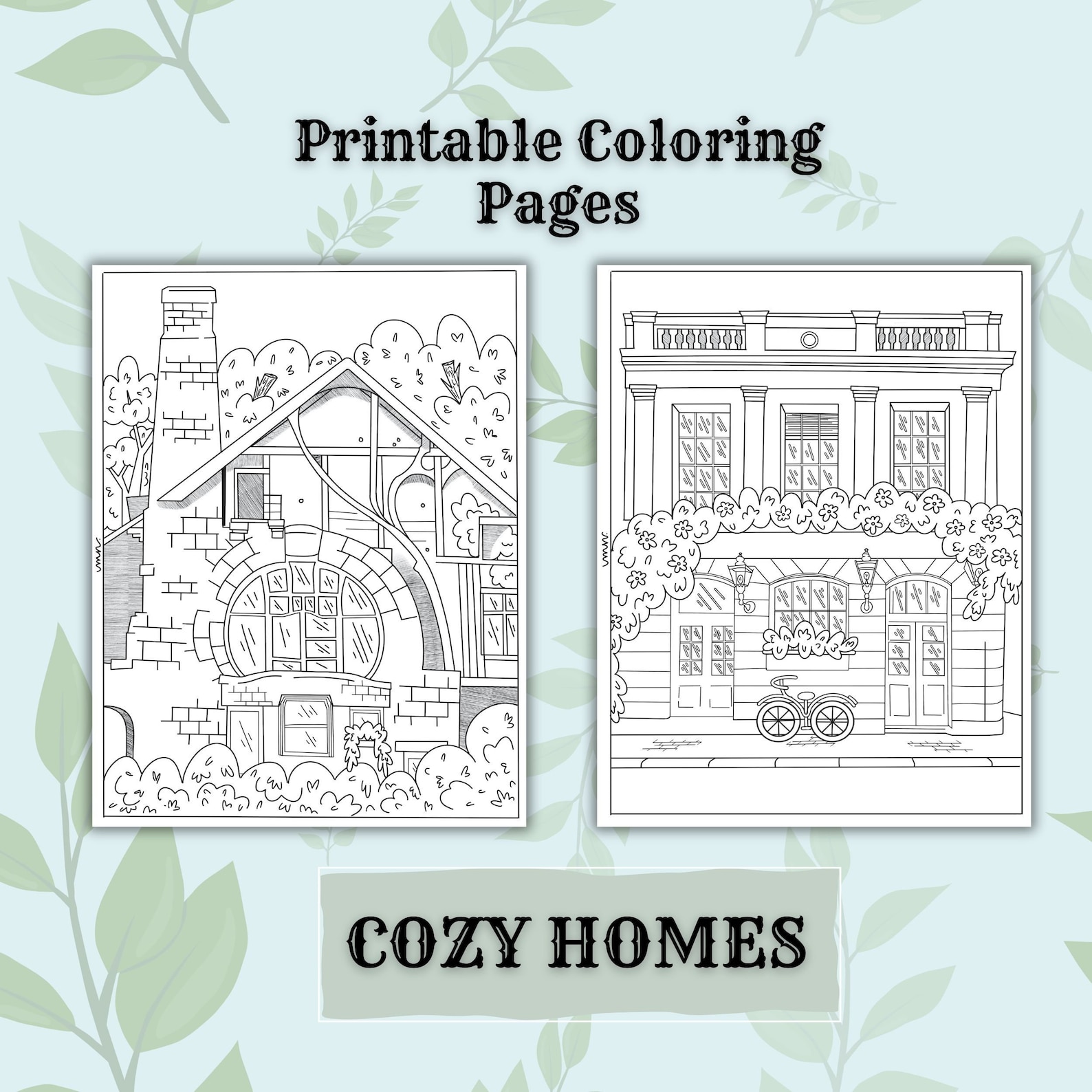 Cozy Coloring Pages for Adults, Digital Coloring Book, Printable ...