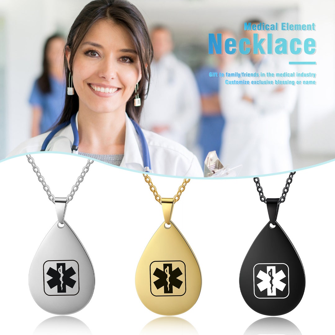 Custom Medical Alert ID Necklace for Women Stainless Steel - Etsy