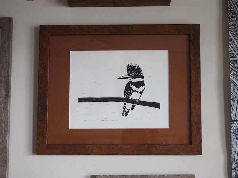 Kingfisher Linocut Print | Songbird Linocut | Bird Art | North Carolina ...