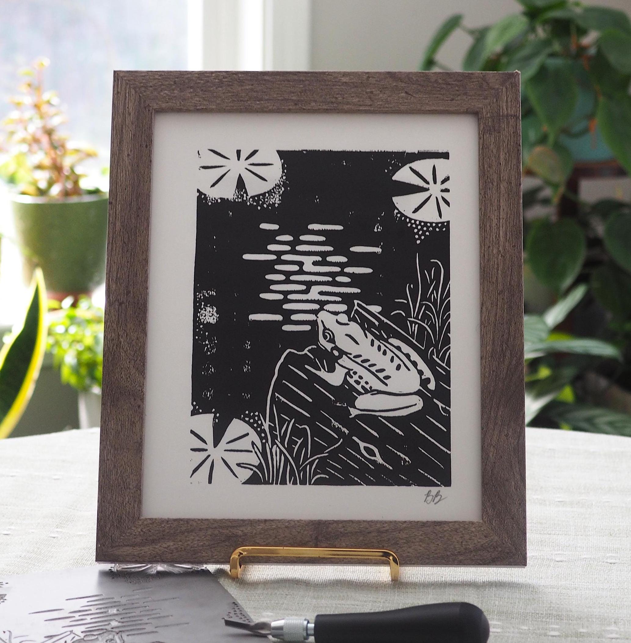 Frog Linocut Print | Amphibian Linocut | Frog Art | North Carolina ...