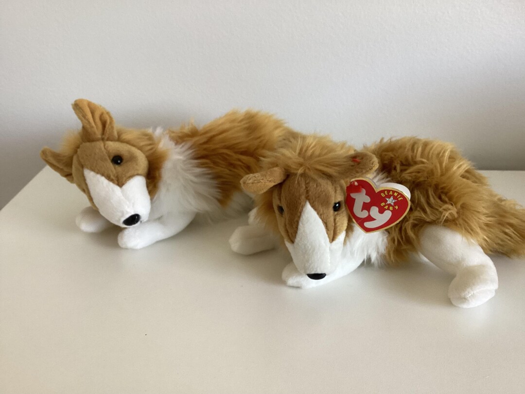 Ty Beanie Baby cassie the Brown and White Long Haired Collie Puppy ...