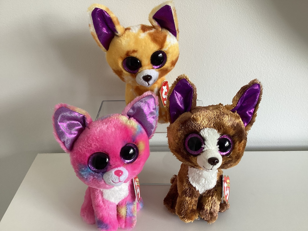 Ty Beanie Boos cancun,dexter and Pablo the Pink,brown,yellow Chihuahuas ...