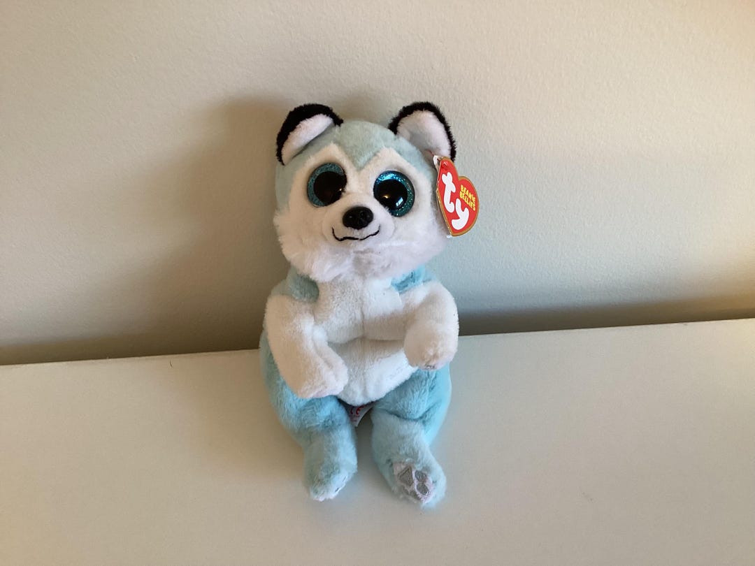 Ty Beanie Bellies Thunder Husky, Blue and White Puppy Plush. (7in ...