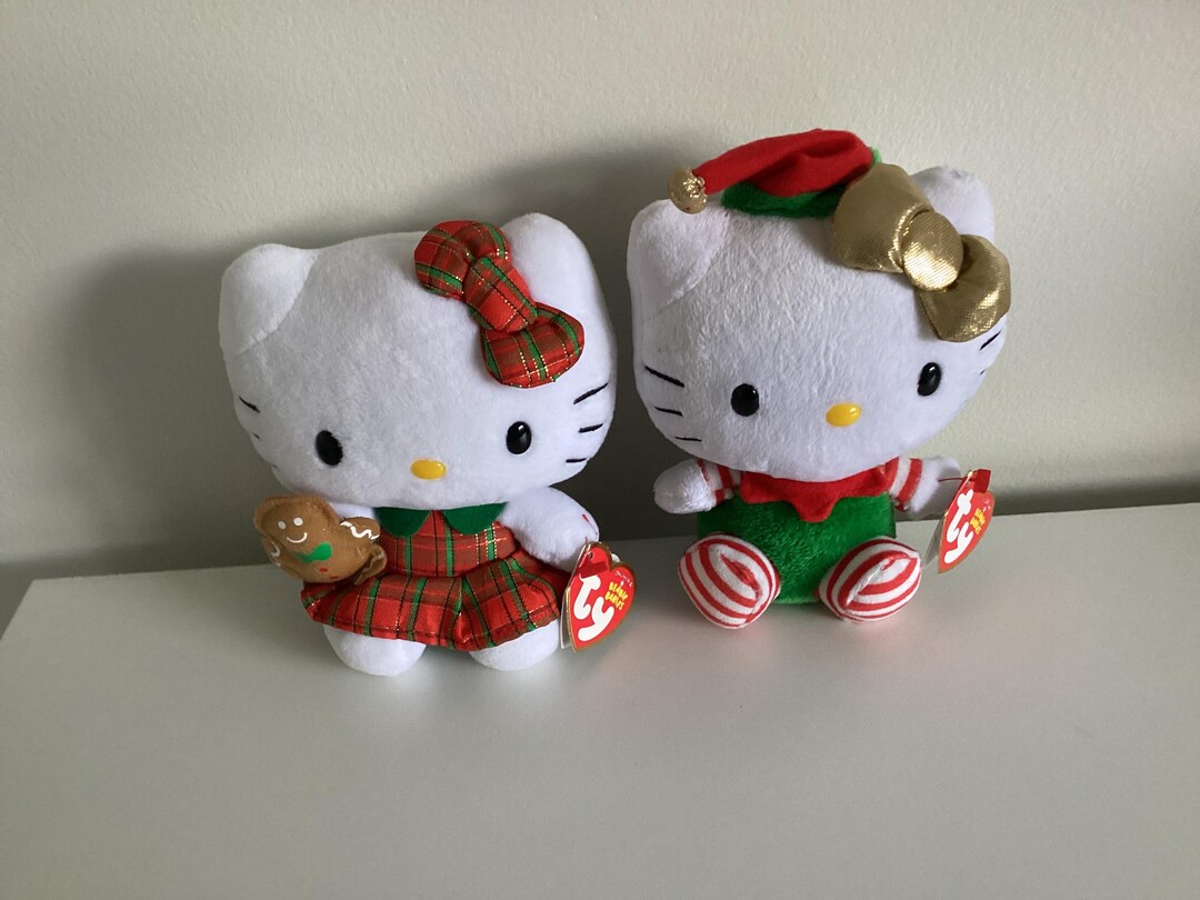Ty Hello Kitty Christmas elf and Tartan Dress With Gingerbread Man 6in ...