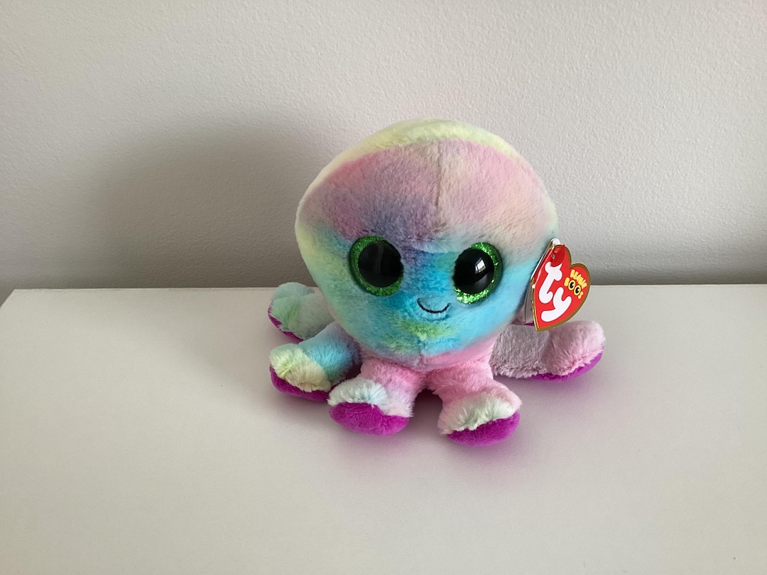 Ty Beanie Boo ‘bubbles’ the Rainbow Coloured Octopus…(6in)….excellent ...