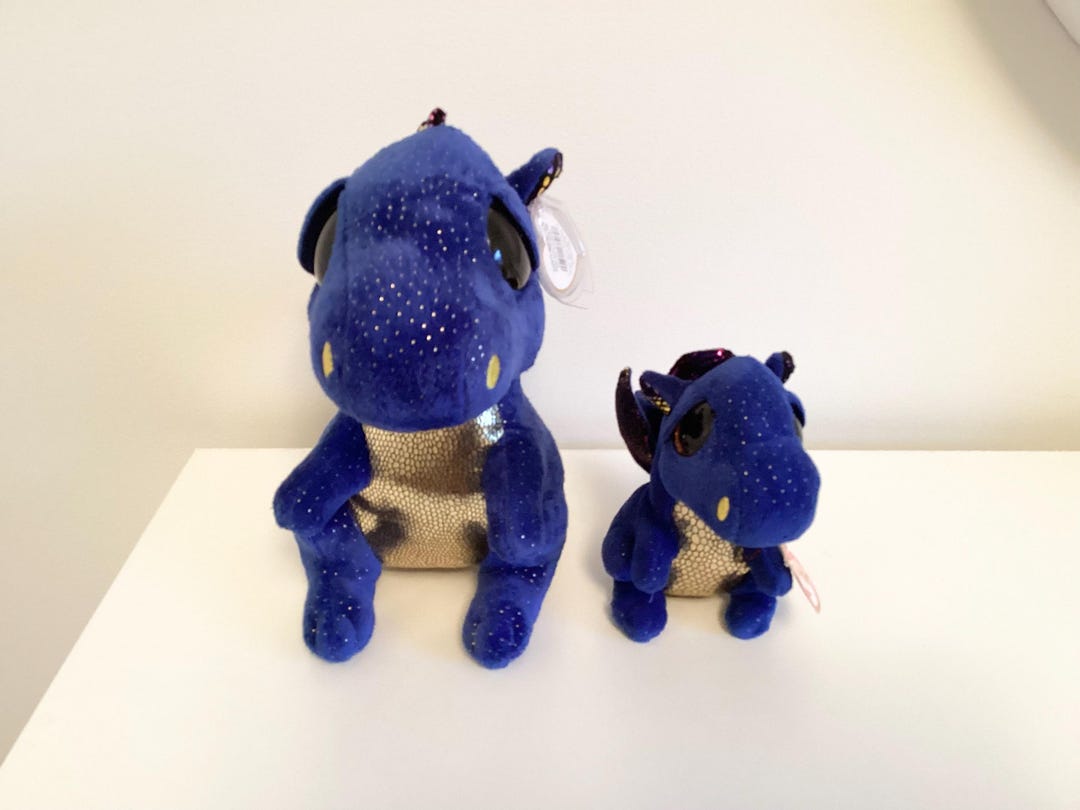 Ty Beanie Boo’ Saffire’ the Small and Medium Sized Blue and Gold ...