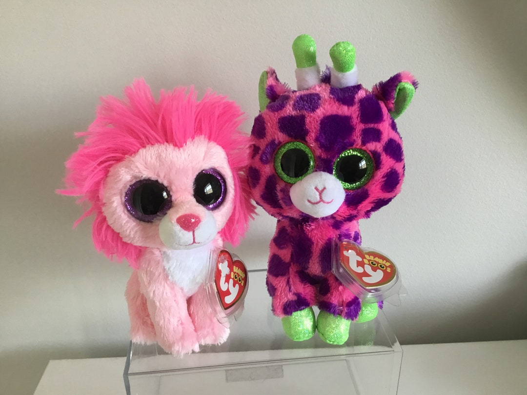 Ty Beanie Boo Safari Animals fluffy the Lion and Gilbert the Giraffe ...