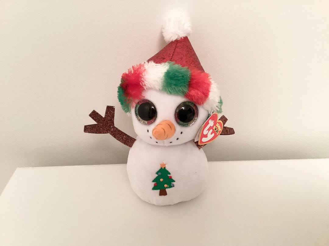 Ty Beanie Boo 'misty' Snowman Plush: Xmas Tree Hat, 6 Inch - Etsy