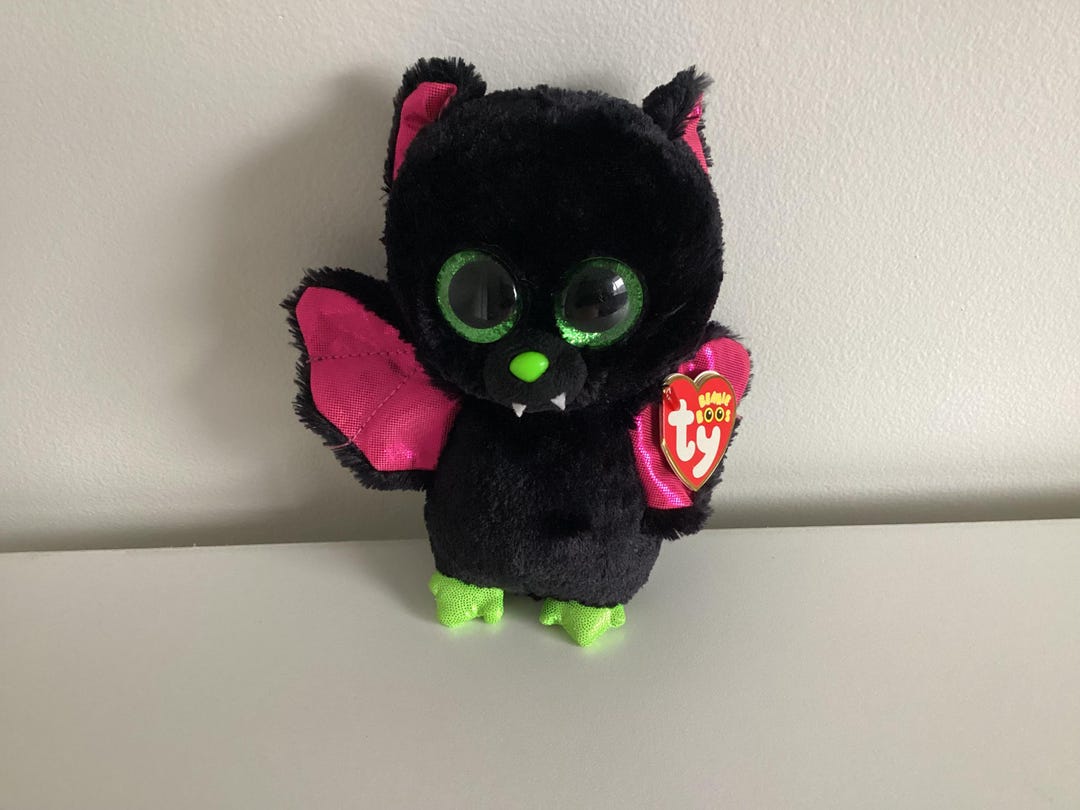 Ty Beanie Boo Halloween igor the Black and Pink Bat..6in..excellent ...