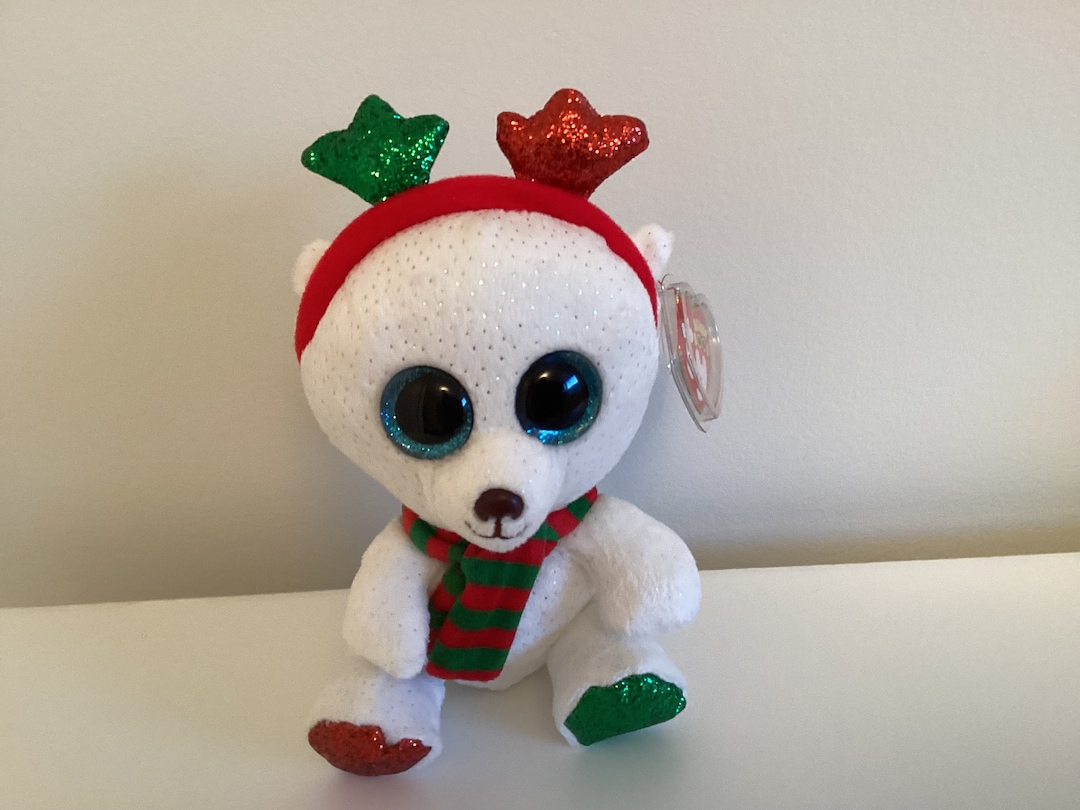 Ty Beanie Boo Christmas ‘frost’ the White Bear Wearing Red and Green ...