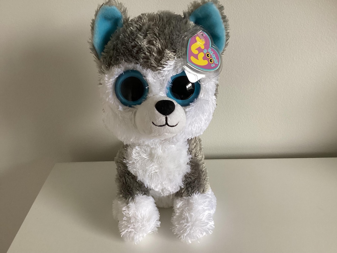 Ty Beanie Boo ‘slush’ the Medium Grey Blue Husky Dog Puppy..(9in ...