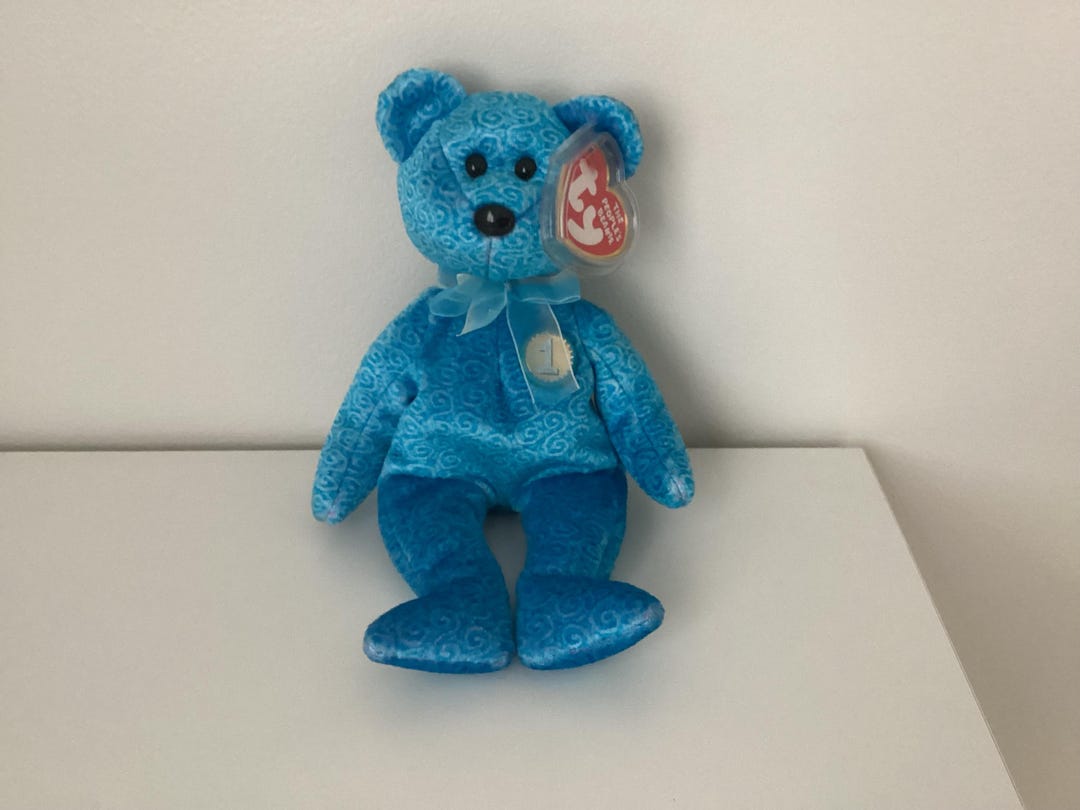 Ty Beanie Baby ‘classy’ Bear, Blue Patterned Plush (9in) - Etsy