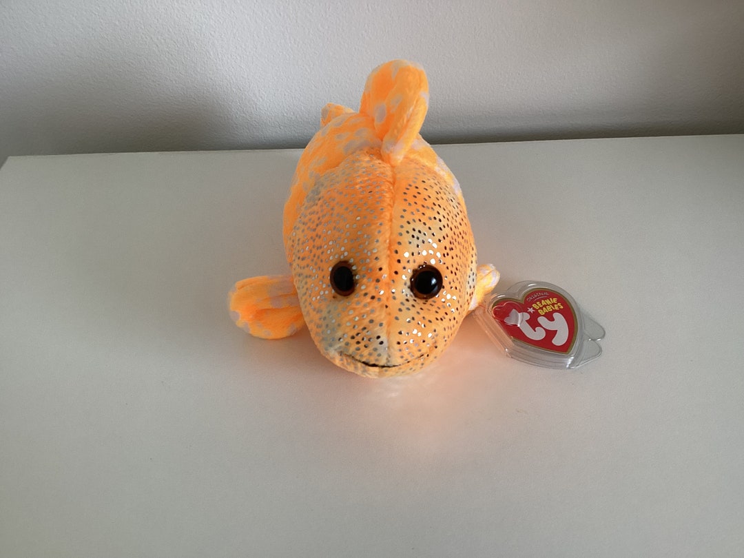Ty Beanie Baby ‘reefs’ the Orange Glittery Floral Clownfish..(6in ...