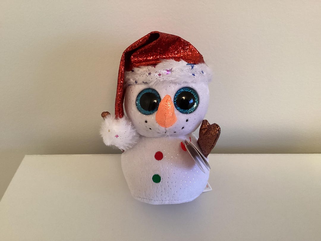 Ty Beanie Boo Flurry Snowman, Santa Hat, Sparkly Holiday Plush - Etsy