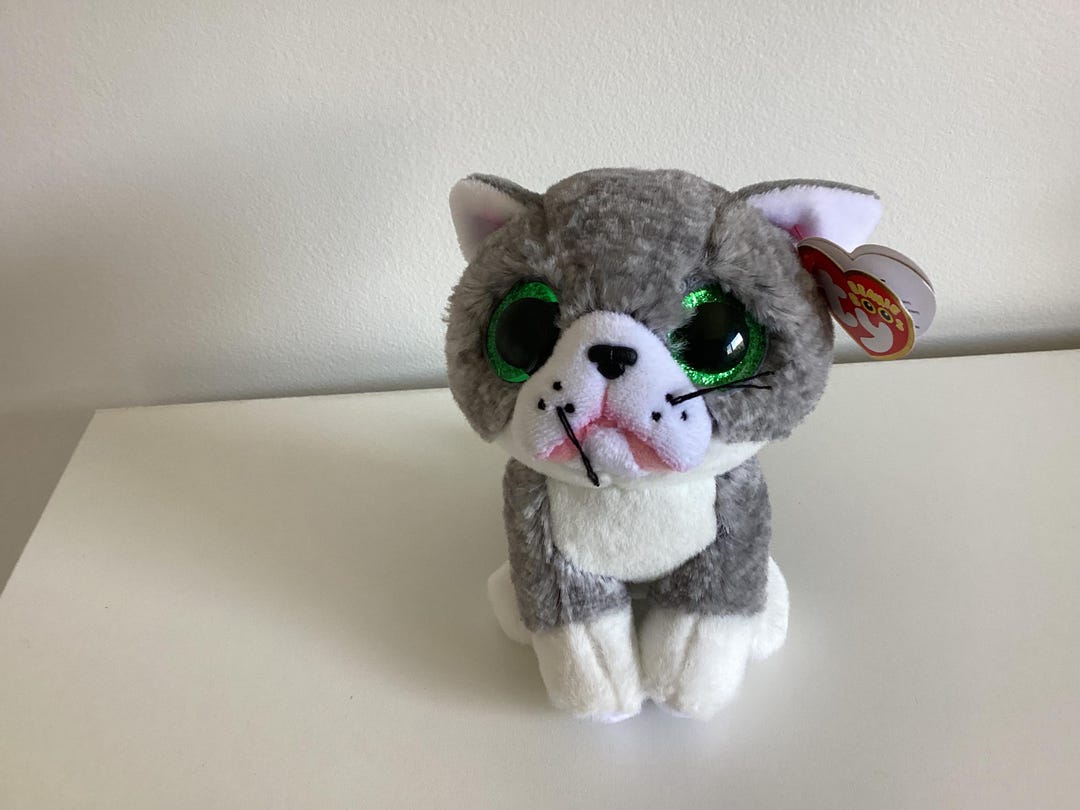 Ty Beanie Boo Fergus: Grey Kitty Cat With Glitter Eyes - Etsy