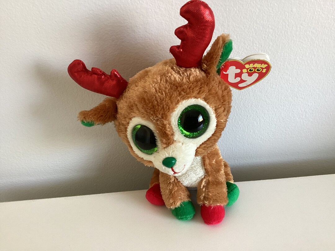Ty Beanie Boo 'alpine' Reindeer Plush, Sparkly Green Eyes, 6 Inch - Etsy