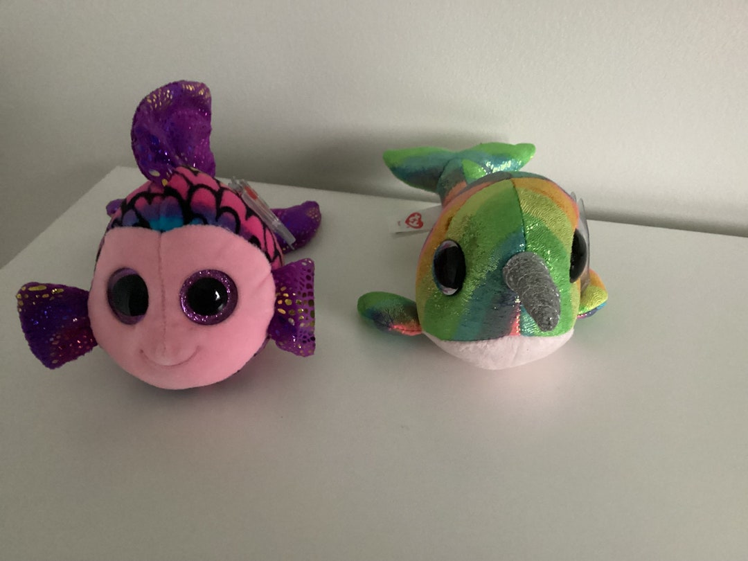 Ty Beanie Boo flippy and Nori the Fish and Norwhal6in.mwmt - Etsy