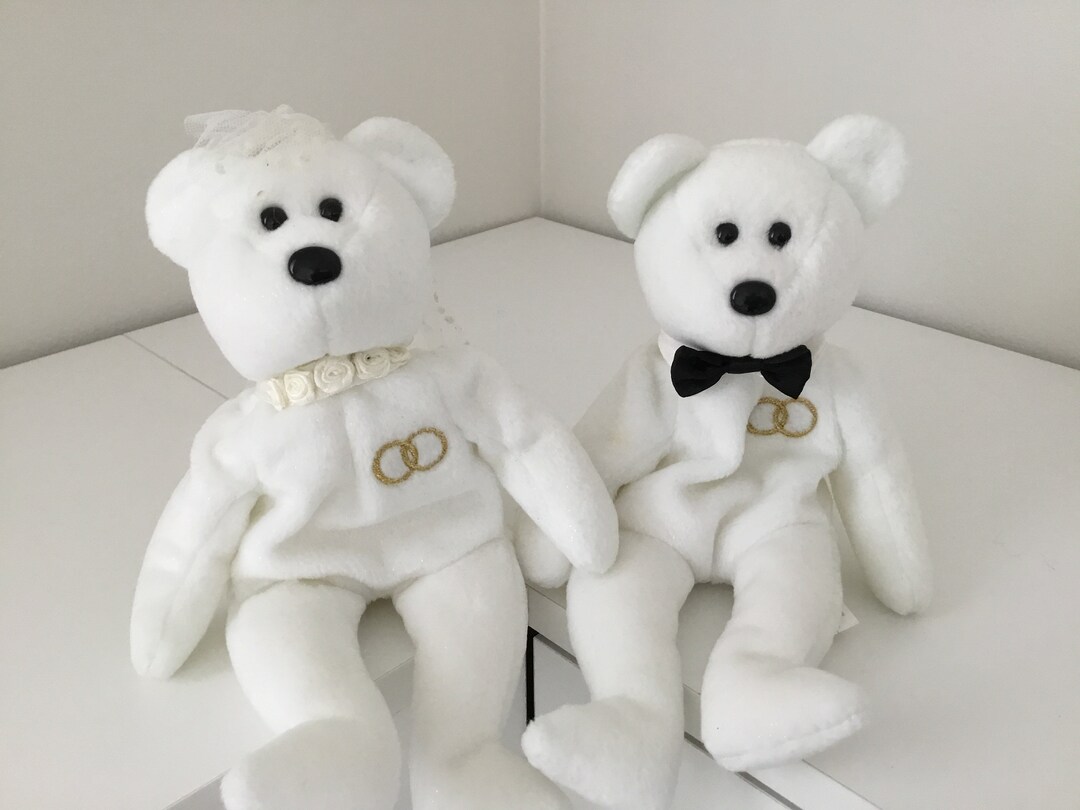 Ty Beanie Babies No Hang Tags bride and Groom White Bears 9in.. - Etsy
