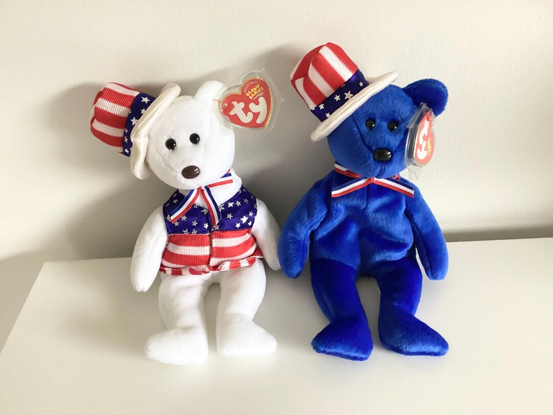 Ty Beanie Baby ‘sam’ the Blue and White USA Bears..(9in)..excellent ...