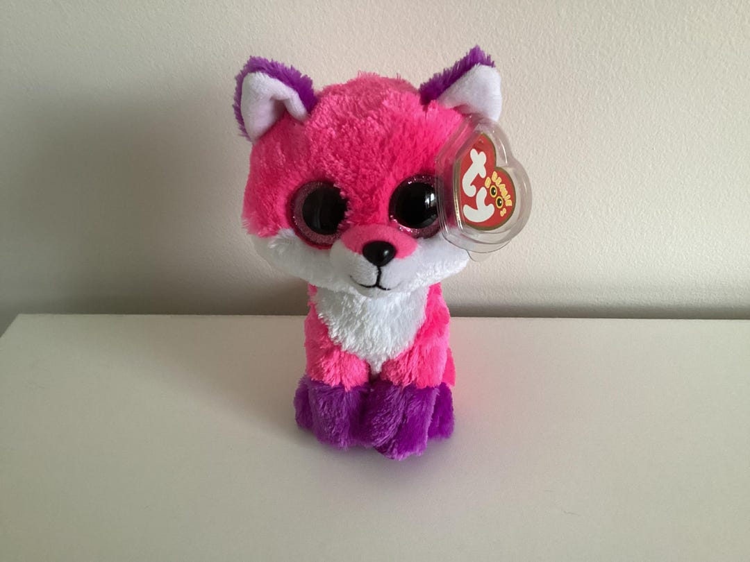 Ty Beanie Boo joey the Pink and Purple Fox6inclaires Exclusiverare ...