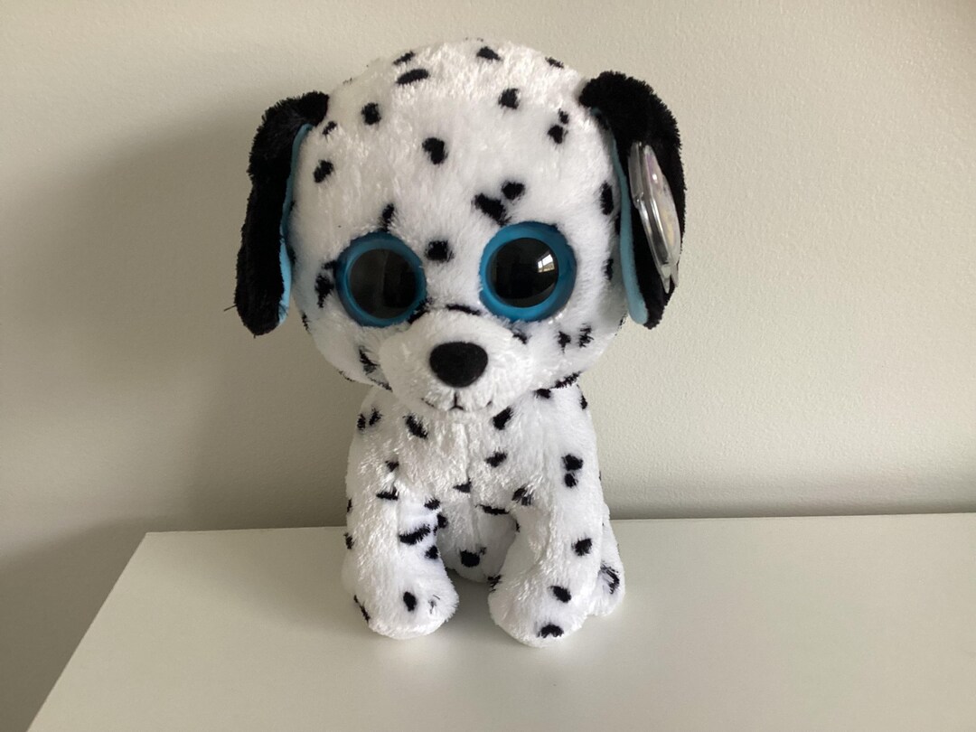 Ty Beanie Boo ‘fetch’ the Medium Size White and Black Puppy Dog…(9in ...