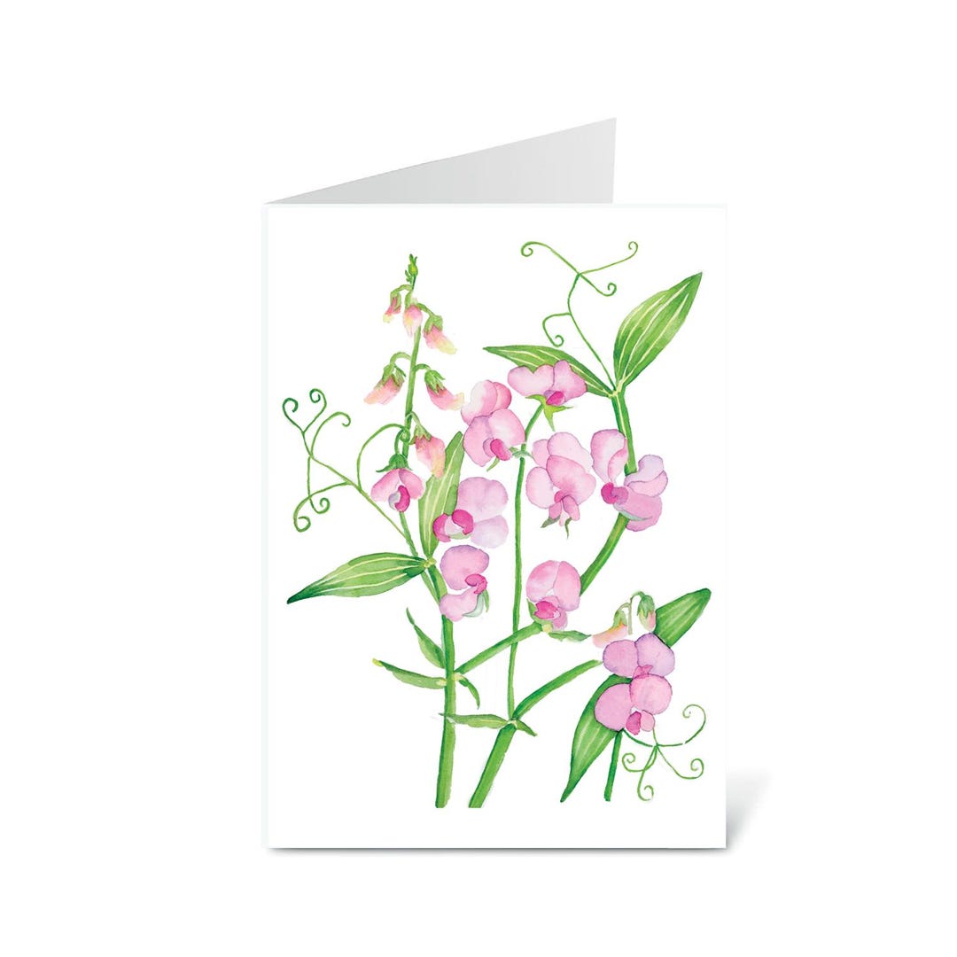 Sweet Peas Card Watercolor Greeting Card Everyday Handmade Botanical ...