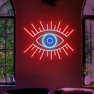 Evil Eye Neon Sign, Anime Neon Sign, Neon Sign Bedroom, Good Luck Sign ...