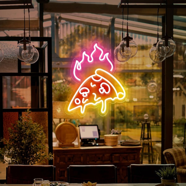 Neon Pizza Slice Sign - Etsy