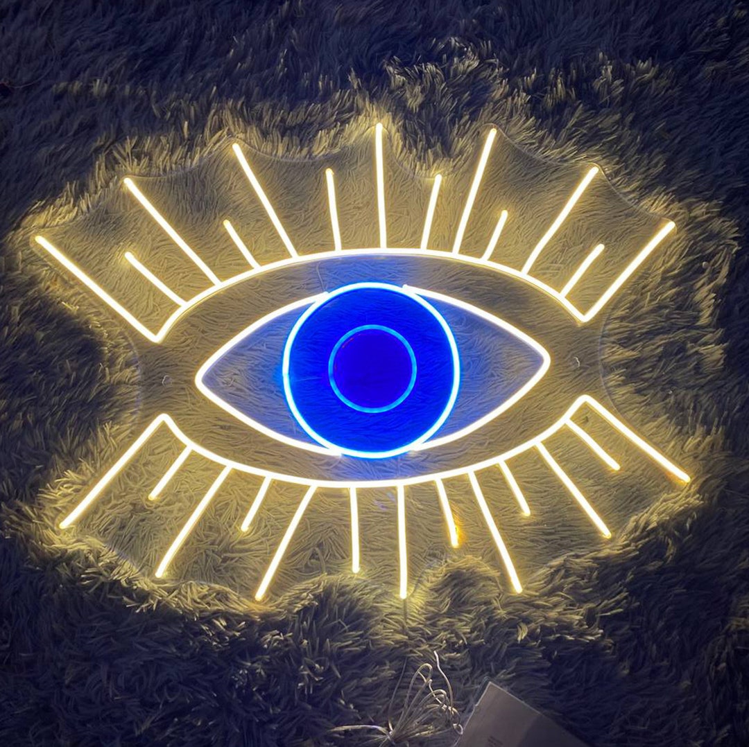 Evil Eye Neon Sign, Anime Neon Sign, Neon Sign Bedroom, Good Luck Sign ...