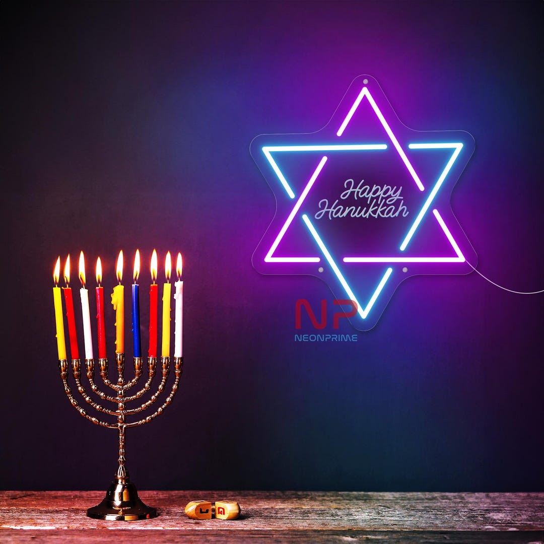 Hanukkah LED Neon Sign, Hanukkah Wall Decor, Hanukkah Led Light, Custom ...