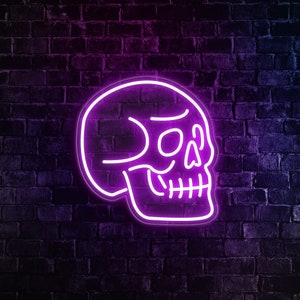 Skeleton Neon Sign, Skull Halloween, Custom Handmade Art Neon Light ...