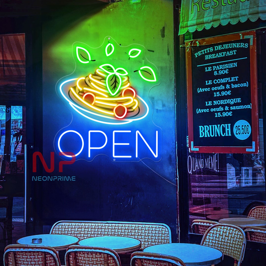 Pasta Open Neon Sign Custom Food Led Sign Noodles Light Kitchen Food ...