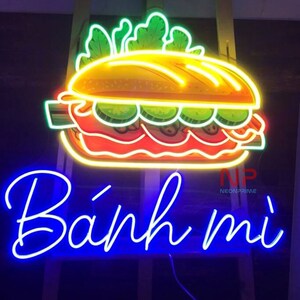 Vietnamese Banh Mi Neon Sign Banh Mi Neon Light Asian Restaurant Wall ...