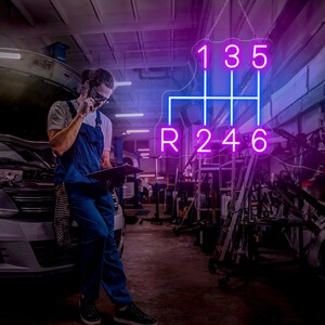 Car Gearbox Neon Sign Gearbox Neon Sign Speed Gear Neon Sign Automotive ...