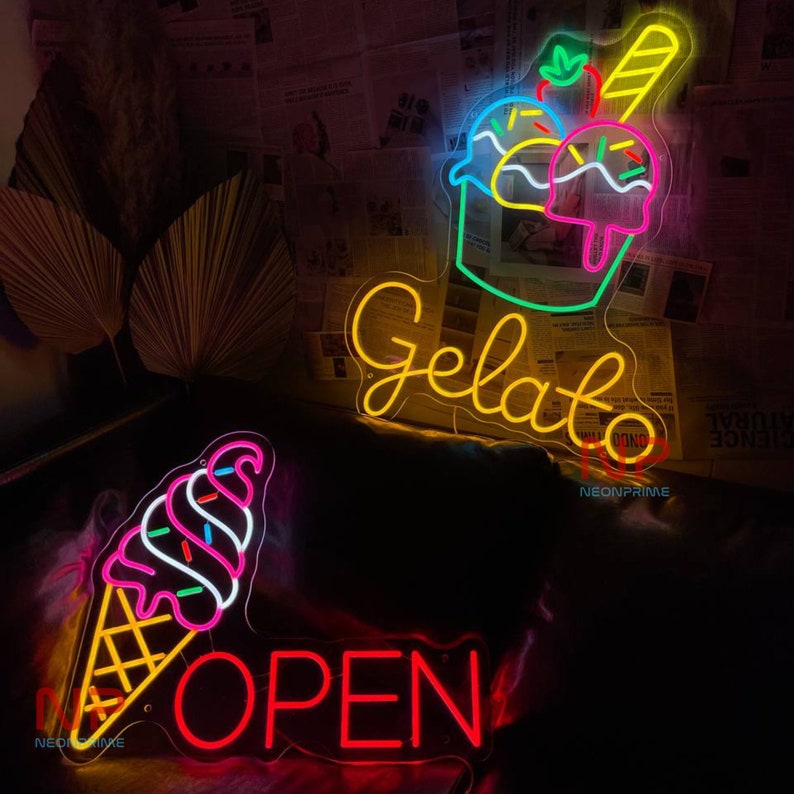 Ice Cream Food Truck Neon Sign Custom Food Truck Logo Light Sweet Ice ...