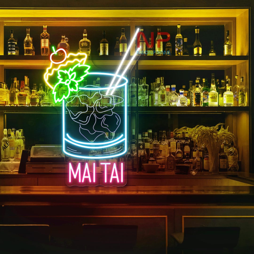 Mai Tai Neon Sign, Cocktail Neon Sign, Bar Decor Wall Sign, Party Neon ...