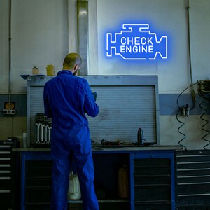 Fathers Day Gift Check Engine LED Neon Sign,car Check Engine Light Sign ...