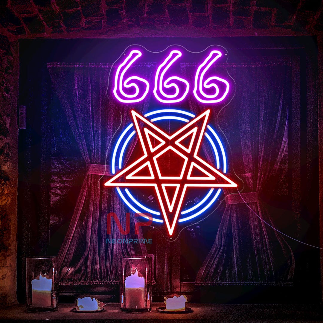 666 Pentagram Neon Sign, Inverted Pentagram Neon Sign, Baphomet Decor ...