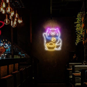 Lucky Cat Neon Sign for Bar, Home, Bedroom, Cafe, Restaurant, Office ...