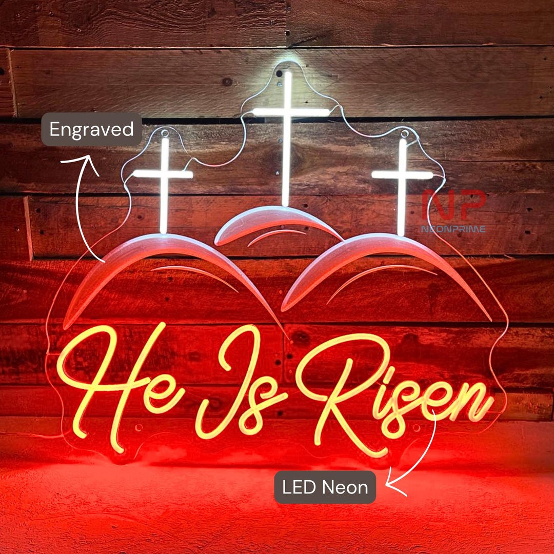 Custom Cross Neon Sign, Jesus Neon Sign, Happy Easter Wall Decor ...