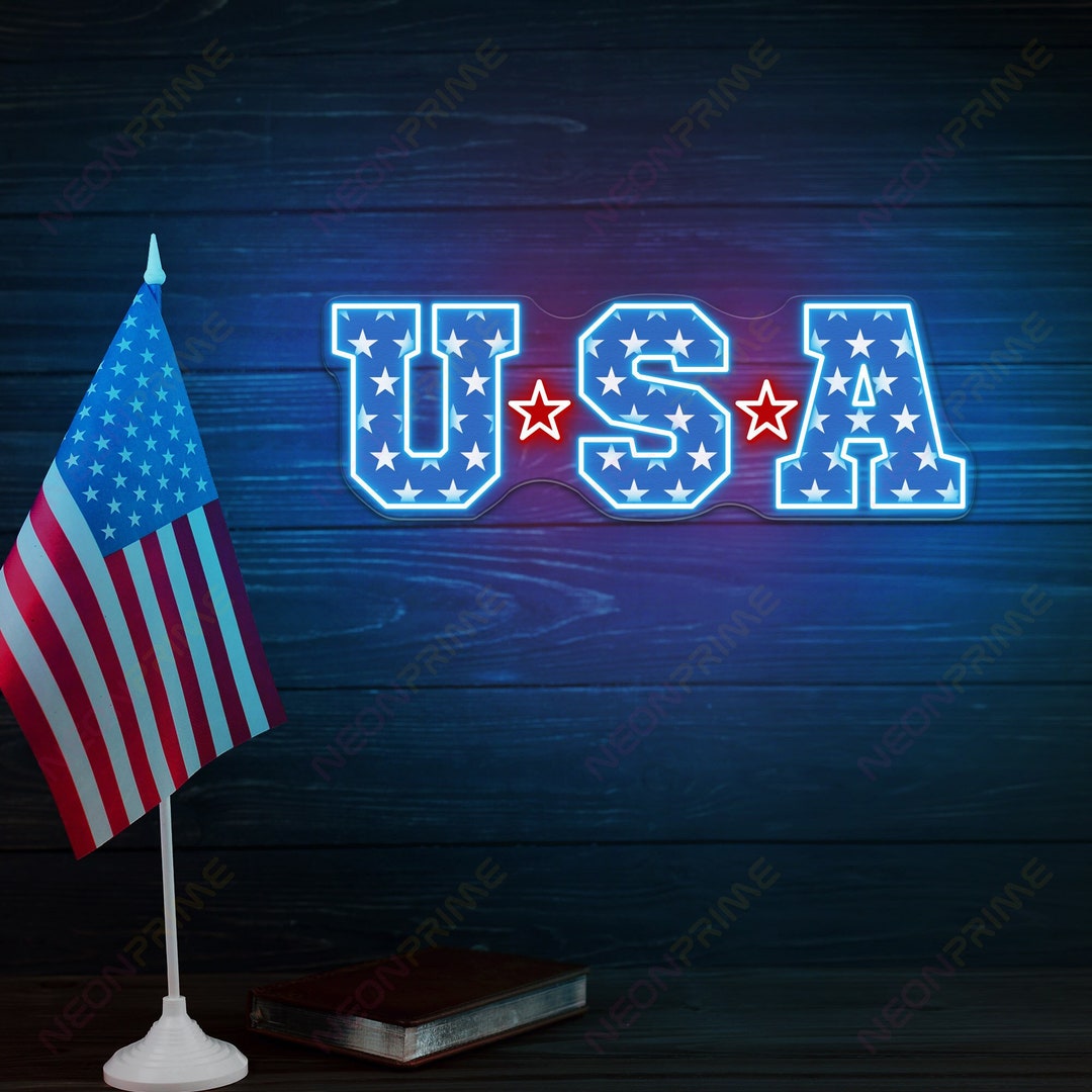 USA Neon Sign, 1776 USA Neon Light, Proud American Light Sign, Custom ...