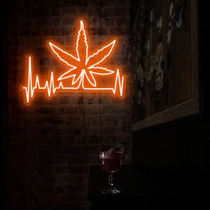 Marijuana Leaf Neon Sign, Weed Neon Sign, Marijuana Hemp Leaf High Life ...