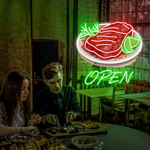 Beef Steak Open Neon Sign, Beef Steak Led Sign, Custom Neon Sign, Meat ...