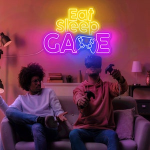 Sleep Eat Game Neon Sign Custom Game Room LED Neon Sign Birthday Gift ...