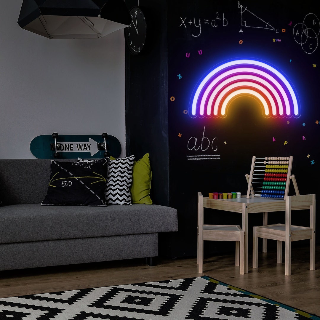 Rainbow Neon Sign, Custom Neon Sign, Bedroom Light, Rainbow Light, Kids ...