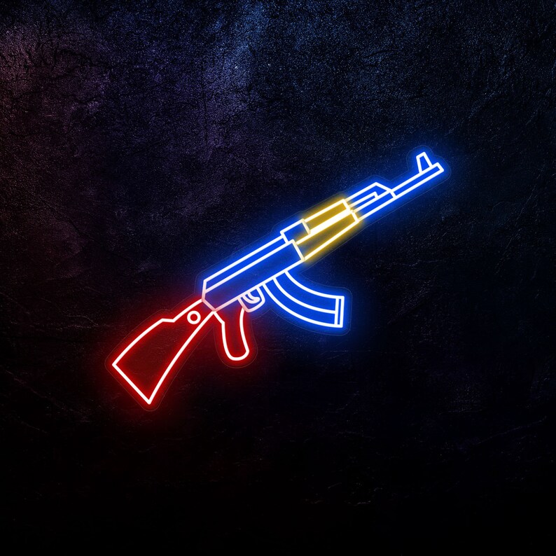 AK47 LED Neon Sign Custom Neon Sign Game Room AK47 Wall - Etsy