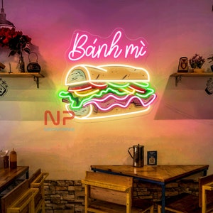 Vietnamese Banh Mi Neon Sign Banh Mi Neon Light Asian Restaurant Wall ...