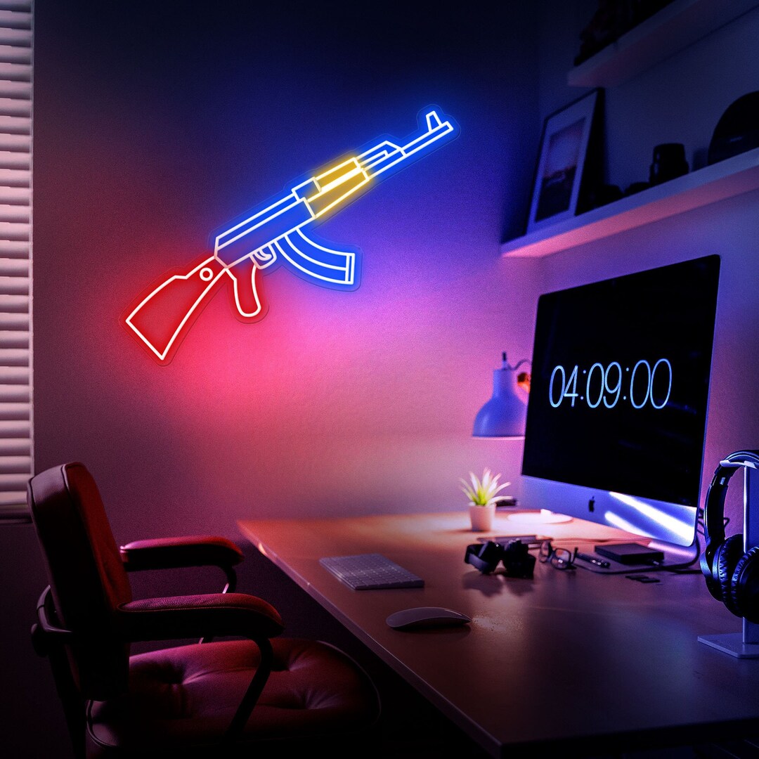 AK47 LED Neon Sign Custom Neon Sign Game Room AK47 Wall - Etsy
