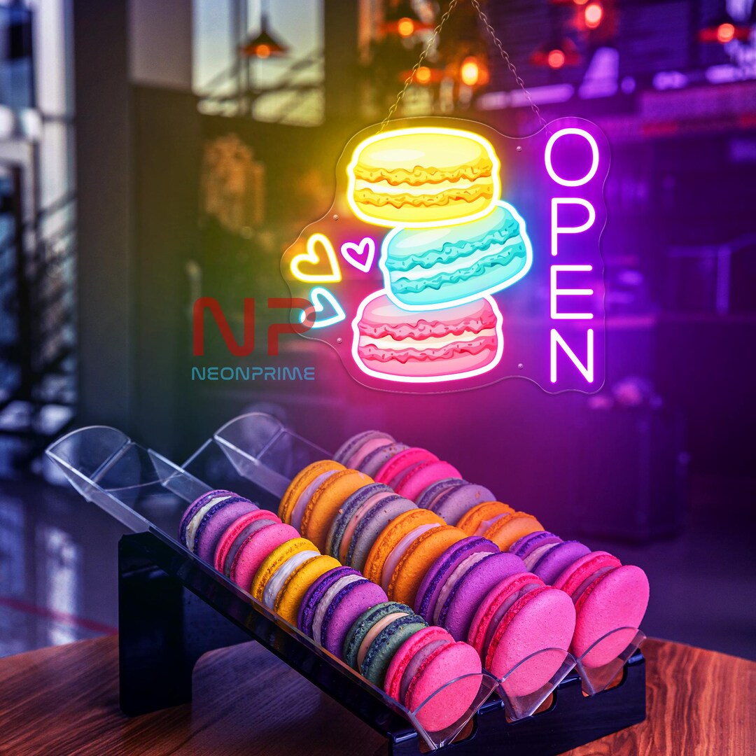 Macaron Open Neon Sign Macarons Open Led Sign Macaron LED Light Macaron ...